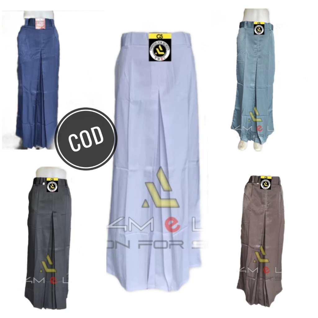 Jual ROK SEKOLAH PANJANG SMP dan SMA Model SPAN REMPEL 1 Seragam Sekolah Warna Lengkap kain High ...