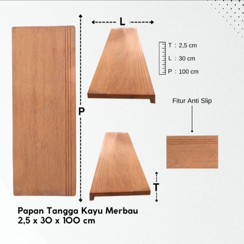 Jual Papan Tangga Kayu Merbau Papua Ukuran Kayu : Tebal 2.5cm x lebar ...