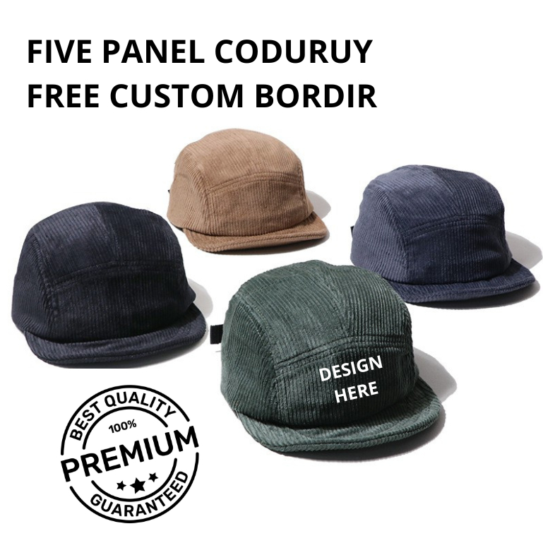 Jual Topi five panel corduroy premium free custom bordir tulisan dan ...