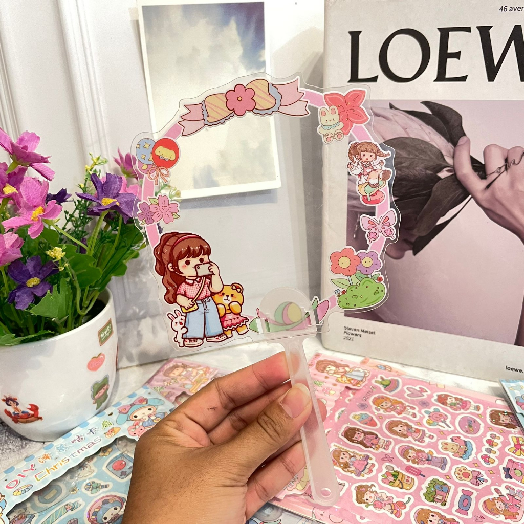 Jual Sticker Set Kipas Unik Lucu SZ-176 motif Sanrio dan Little Girl ...