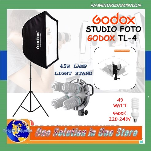 Jual GODOX TL-4 TL4 lamp holder E27 4 socket + softbox GODOX 60x60cm ...