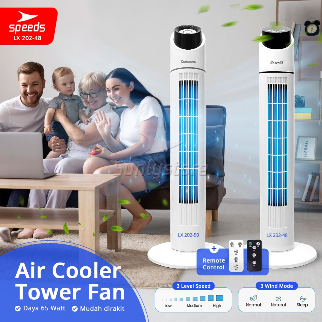 Jual SPEEDS Kipas Angin Portable Kipas Angin Fan Tower Stand Rotating ...