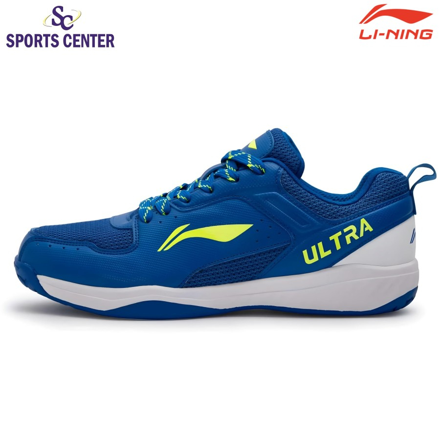 Jual New Sepatu Badminton Lining Ultra Speed AYTT043 Blue / Lime ...