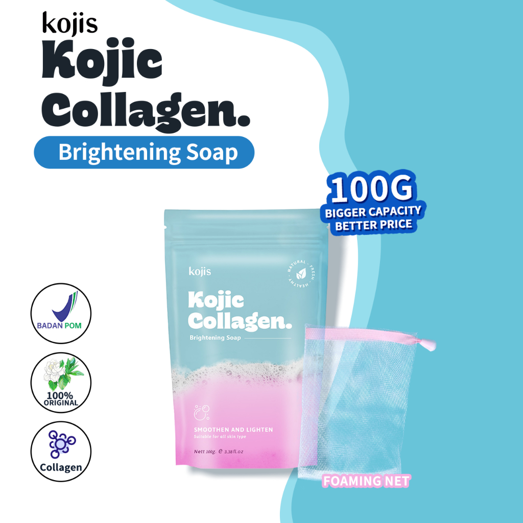 Jual [BPOM] 𝗞𝗢𝗝𝗜𝗦 Kojic Collagen Brightening Soap 100G Bright Glow Face ...