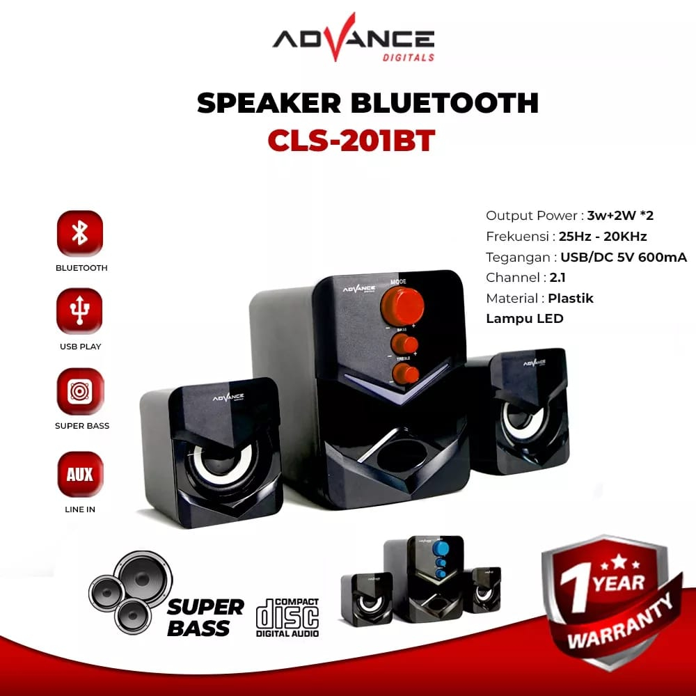 Jual 【Gratis Bubble Wrap】Advance Speaker Bluetooth CLS-201BT Multimedia Aktif 2.1 Stereo Music ...