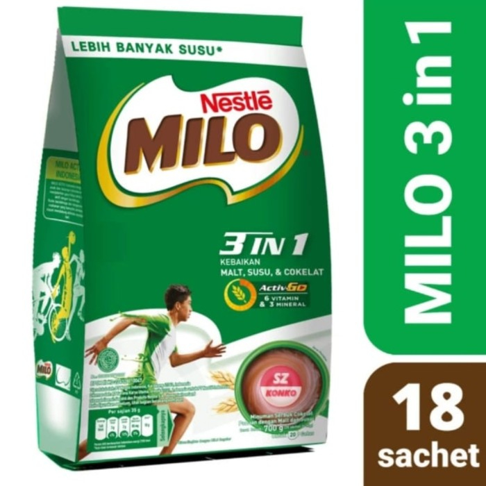 Jual MILO 3in1 ACTIV-GO Susu Coklat Pouch 18x34g | Shopee Indonesia