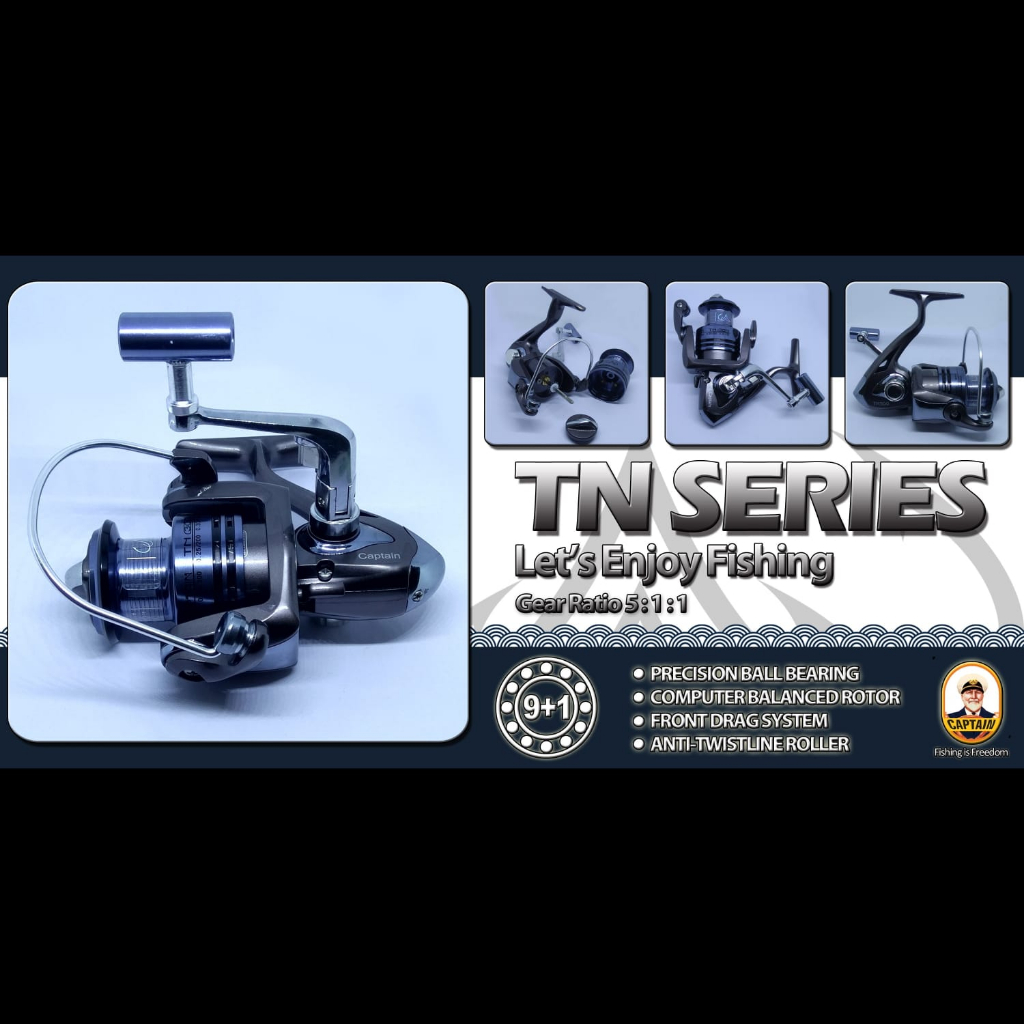 Jual Reel Pancing Captain TN 100, 200, 300, 500, WaterProof Reel, 9 + 1 ...