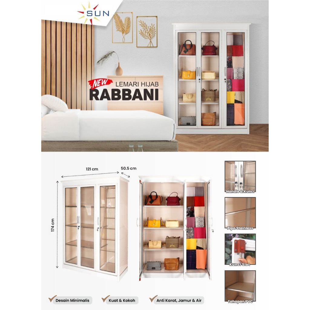 Jual Lemari Tas / Lemari Kerudung PVC 3 Pintu | Shopee Indonesia