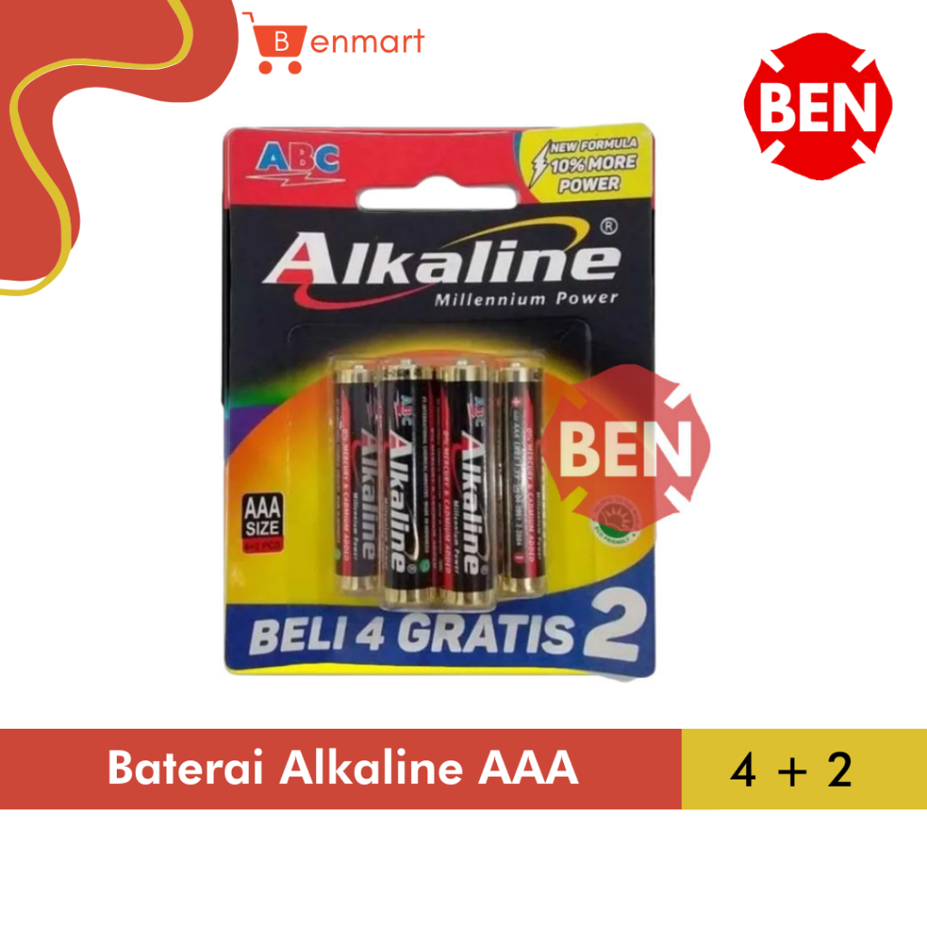 Jual Baterai Alkaline AAA 6 Pcs (Beli 4 Gratis 2) ABC Murah LR03 Remote ...