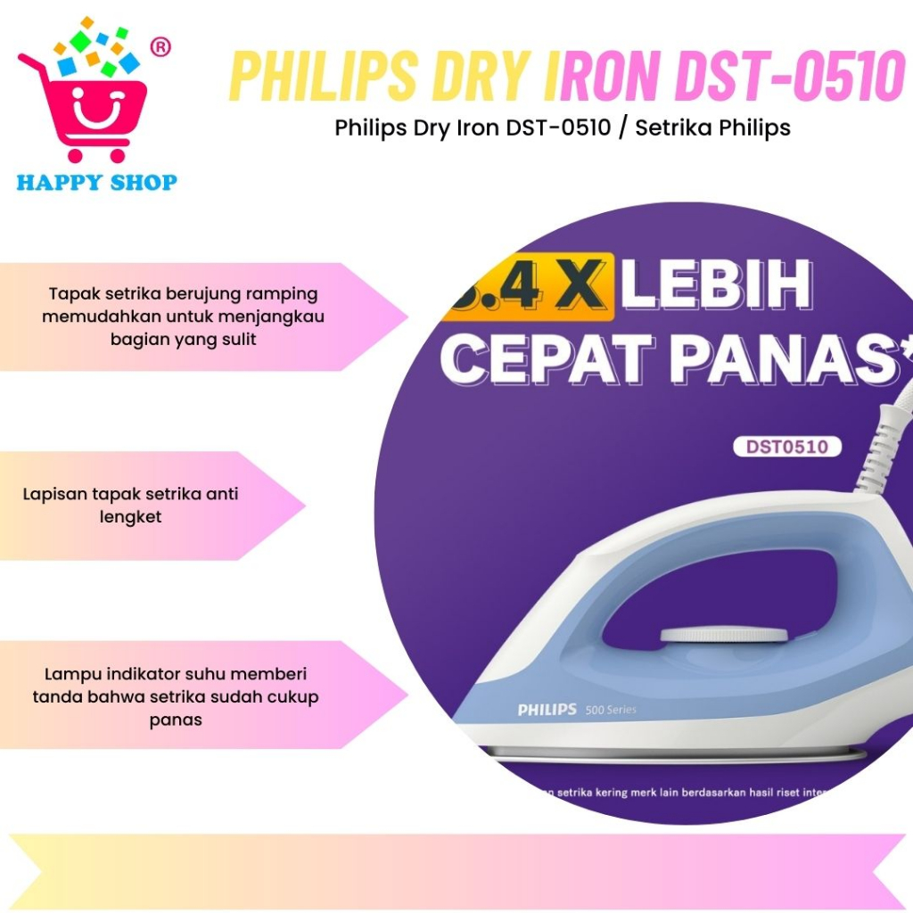 Jual Philips Dry Iron DST-0510 / Setrika Philips | Shopee Indonesia