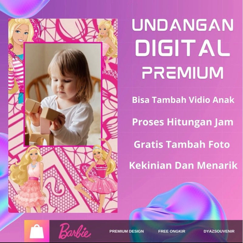 Jual Undangan Ultah Digital Barbie Terbaru Unik Tambah Vidio+Foto ...