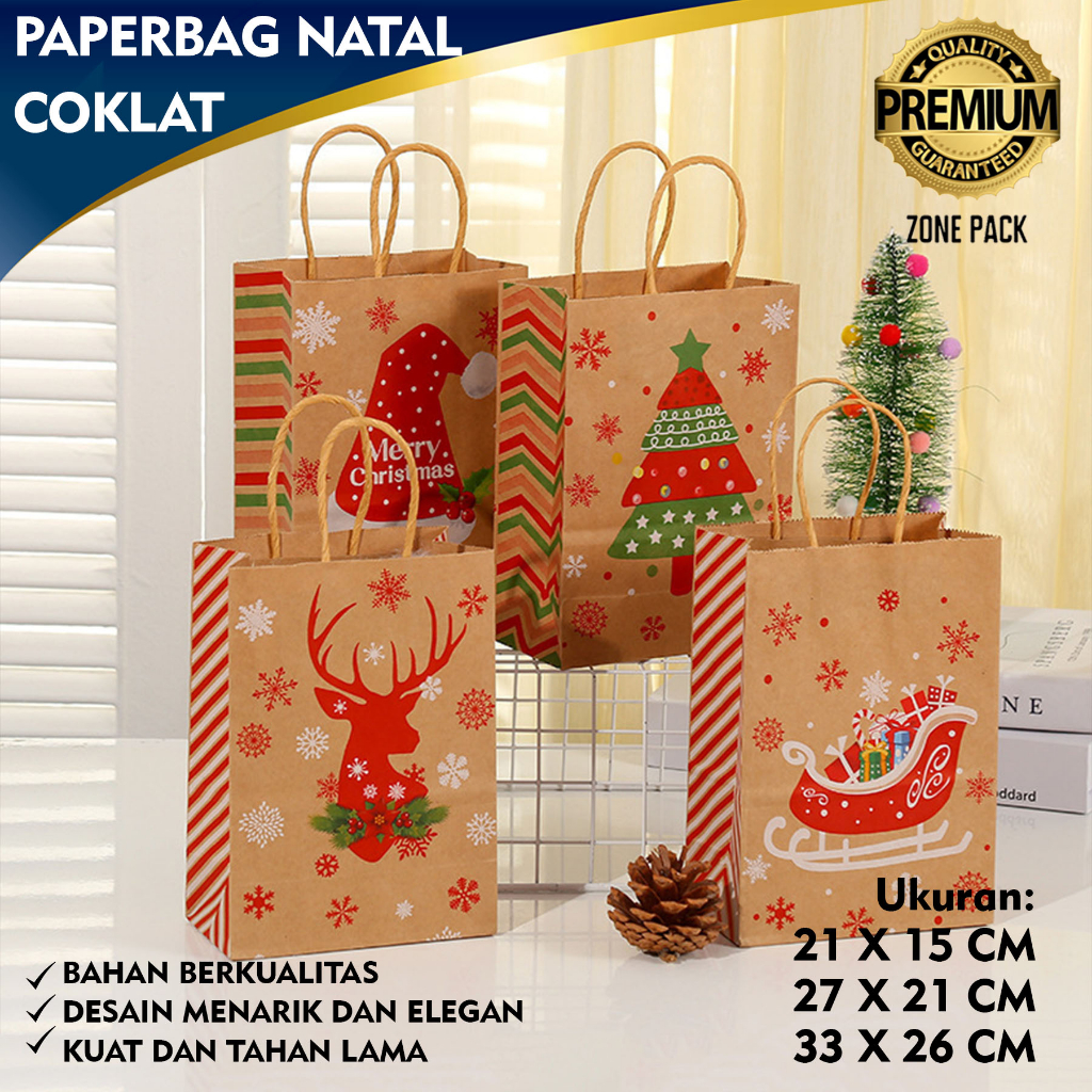 Jual Paper Bag Natal Coklat | Tas Paper Bag Hampers Christmas Hadiah ...