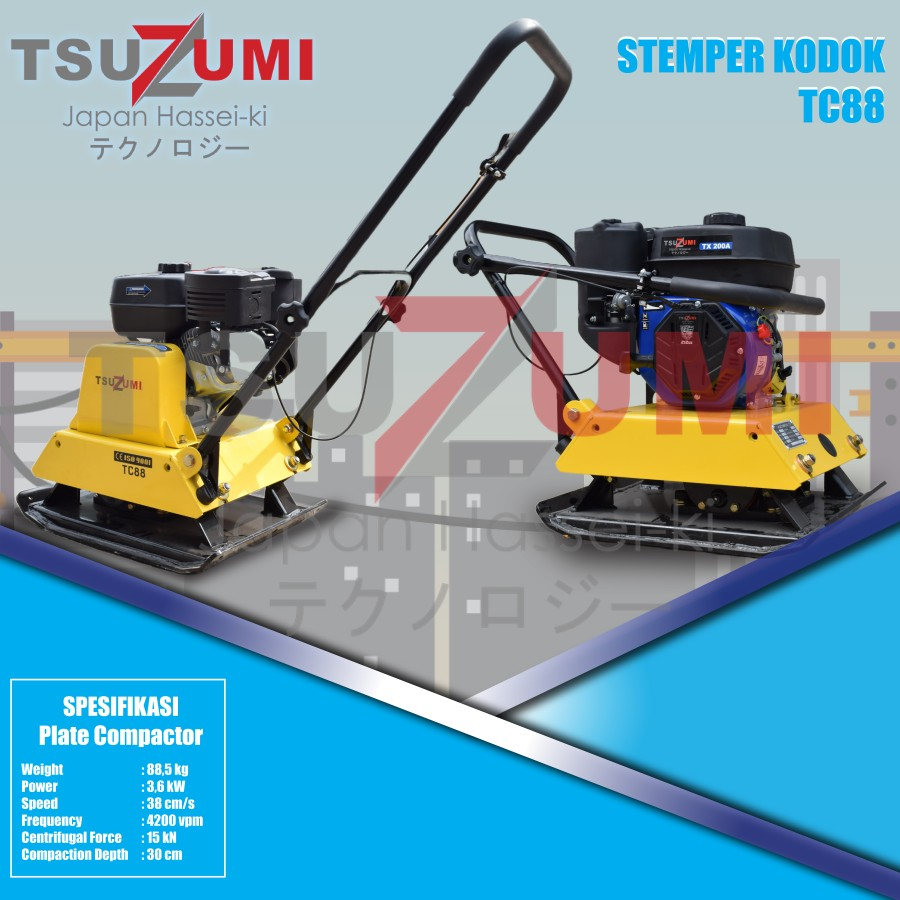 Jual Mesin Pemadat Aspal Stamper Kodok TC88 + Engine Tsuzumi TX200 ...