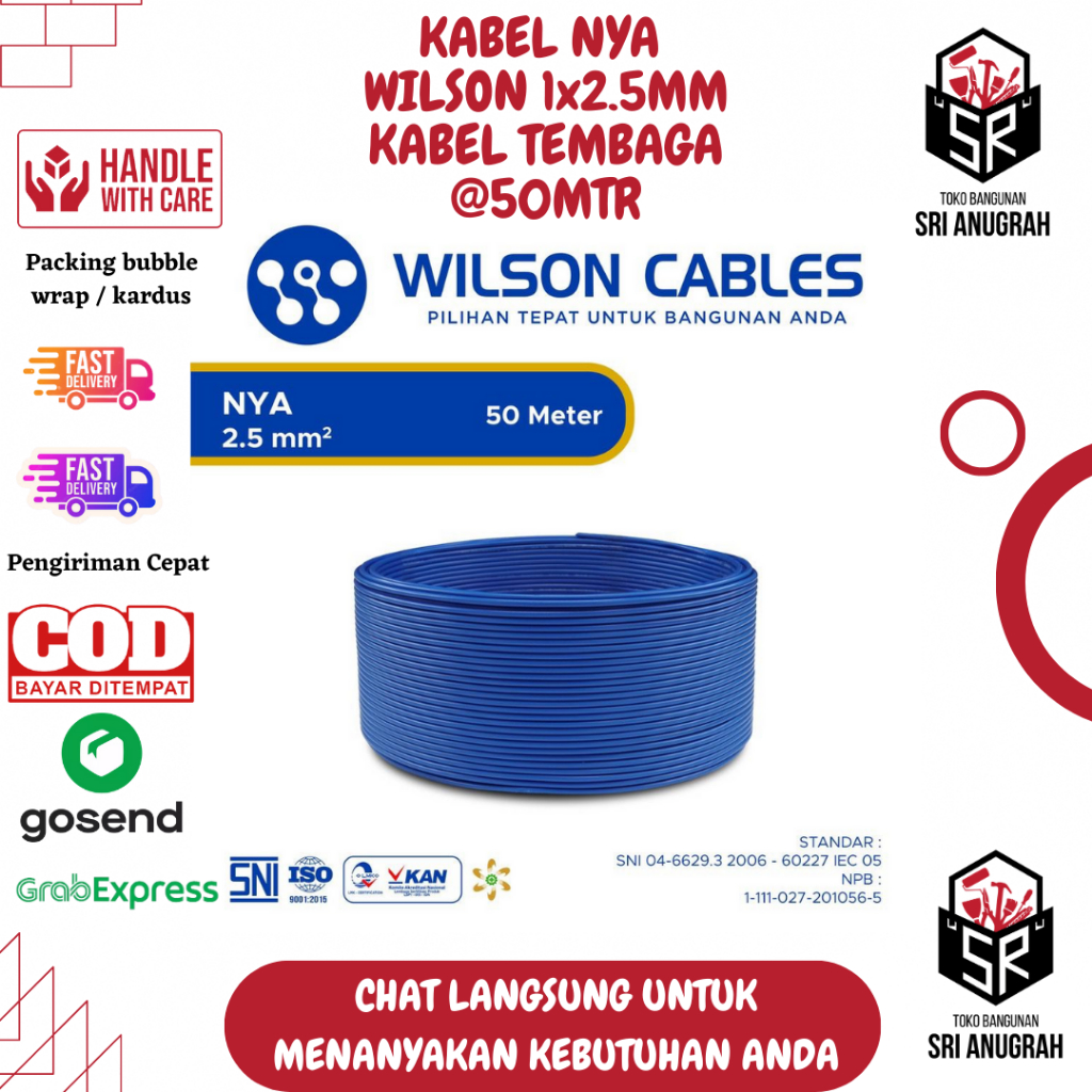 Jual Kabel NYA Tembaga WILSON 2.5 mm2 50 Meter | Shopee Indonesia