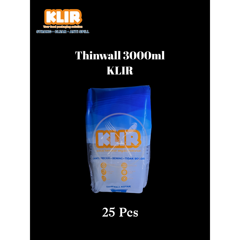 Jual Thinwall 3000ml Square Klir 1 Pack Isi 25 Pcs Thinwall Kotak