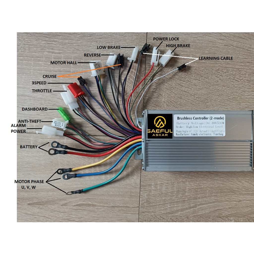 Jual Controller Brushless BLDC Remote Multi 36/48v 500watt Sepeda ...