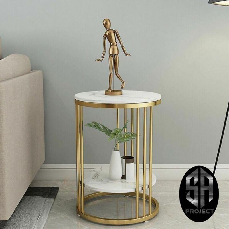 Jual Meja pojok/Meja teras Gold dengan perpaduan Atas dan Bawah memakai ...