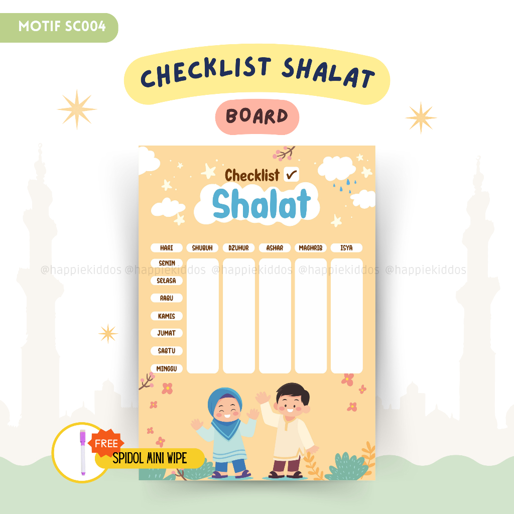 Jual Board Kertas Shalat Checklist [FREE SPIDOL] | Shopee Indonesia
