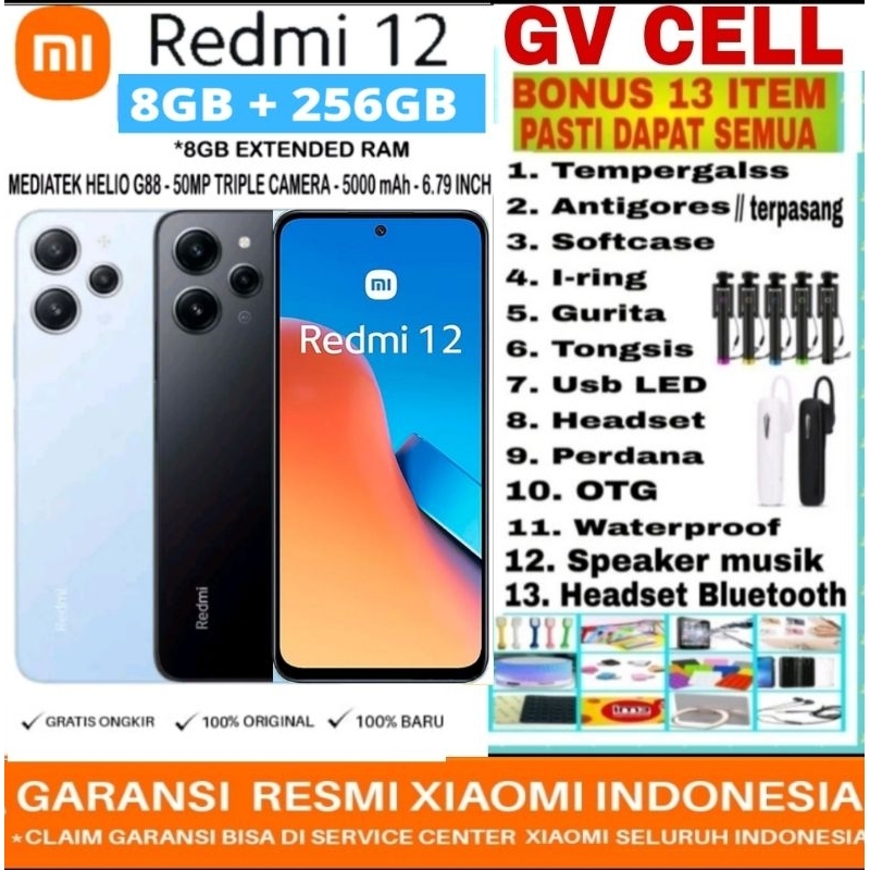 Jual XIAOMI REDMI 12 RAM 8/256 GB & 8/256GB GARANSI RESMI TAM | Shopee ...