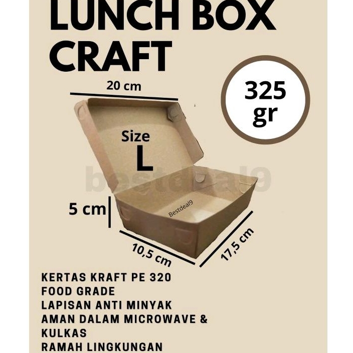 Jual PAPPER LUNCH BOX KRAFT FULL LAMINATION FOOD GRADE SIZE L KOTAK ...