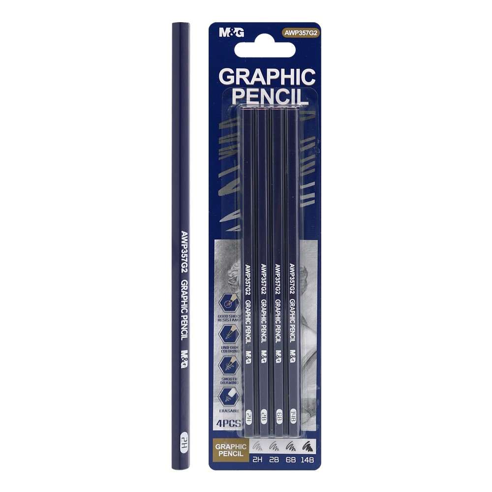 Jual M&G graphite pencils/pensil gambar set 4 (2H+2B+6B+14B) | Shopee ...