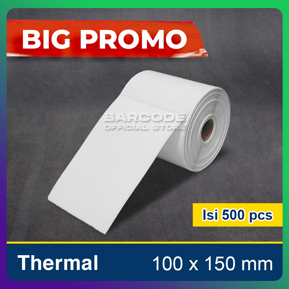 Jual Kertas Label Thermal A6 Printer Barcode 100x150mm / 100 x 150 / 100x150 mm Isi 500 Pcs ...