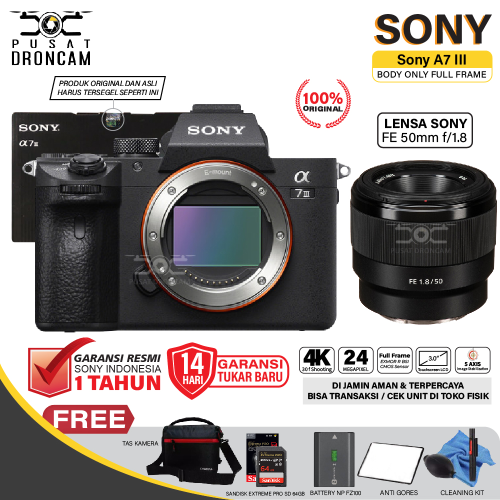 Jual Sony Alpha A7III - A7 III + FE 50MM F1.8 - A7M3 Mirrorless | Shopee Indonesia