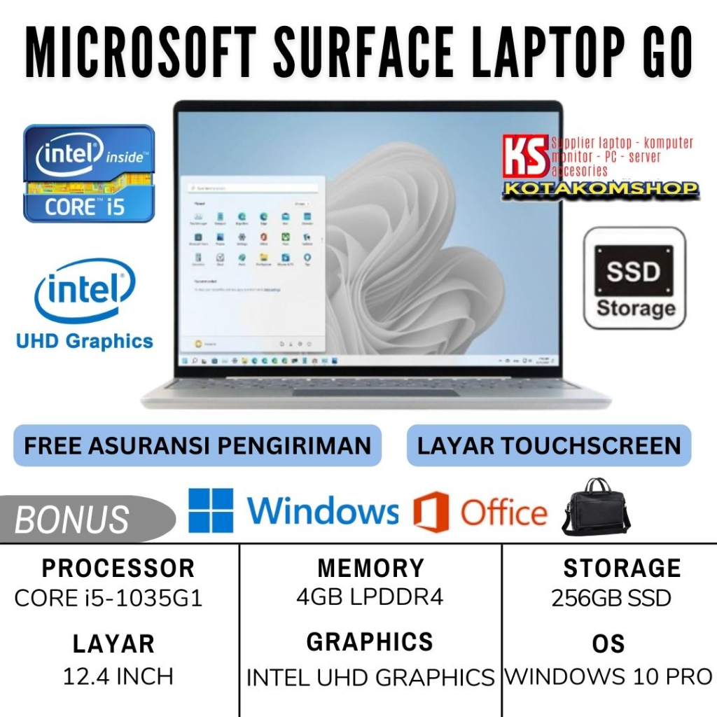 Jual Laptop Layar Sentuh Microsoft Surface Laptop Go Core I5 Ram 4gb ...