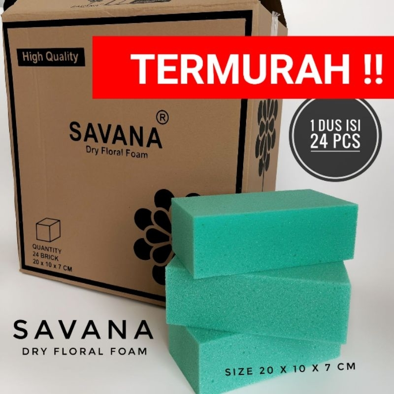 Jual 1 DUS ISI 24 PCS SAVANA DRY FLORAL FOAM / BUSA KERING HIJAU ...