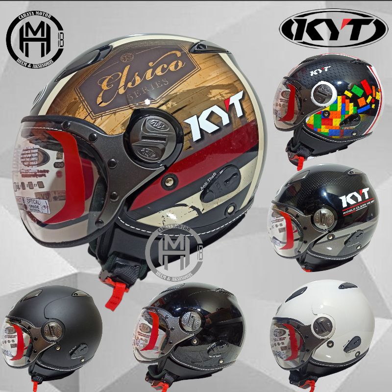 Jual HELM KYT ELSICO MOTIF HALF FACE|KYT RETRO | Shopee Indonesia