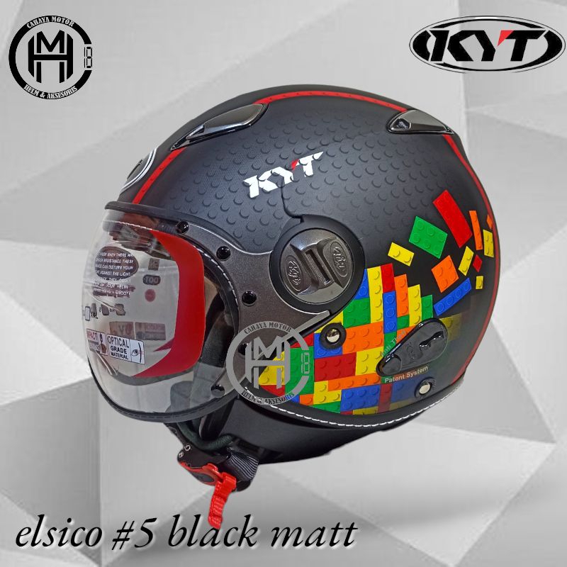 Jual HELM KYT ELSICO MOTIF HALF FACE|KYT RETRO | Shopee Indonesia