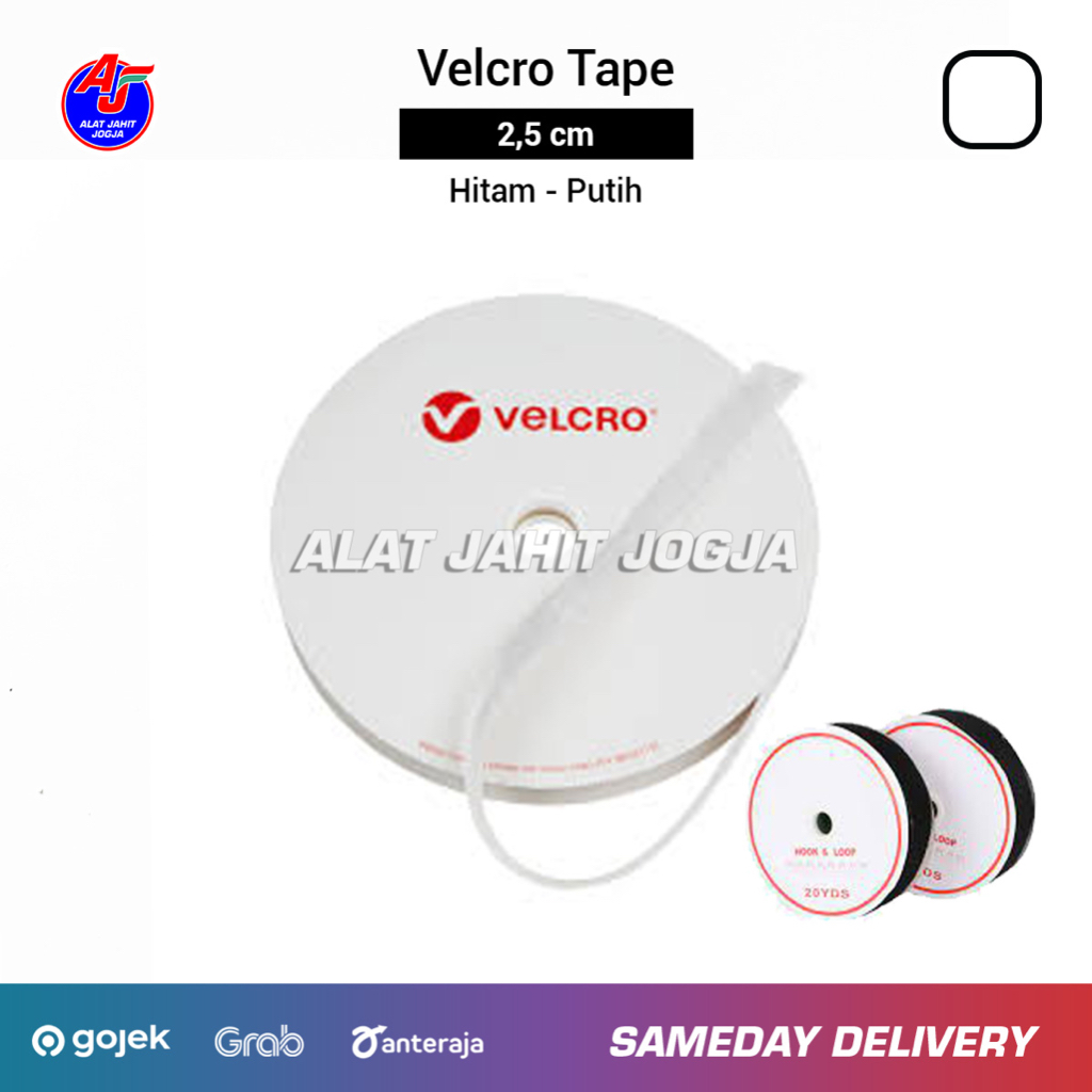 Jual Perekat Velcro tape untuk kain aksesoris 2,5 cm hitam putih ...