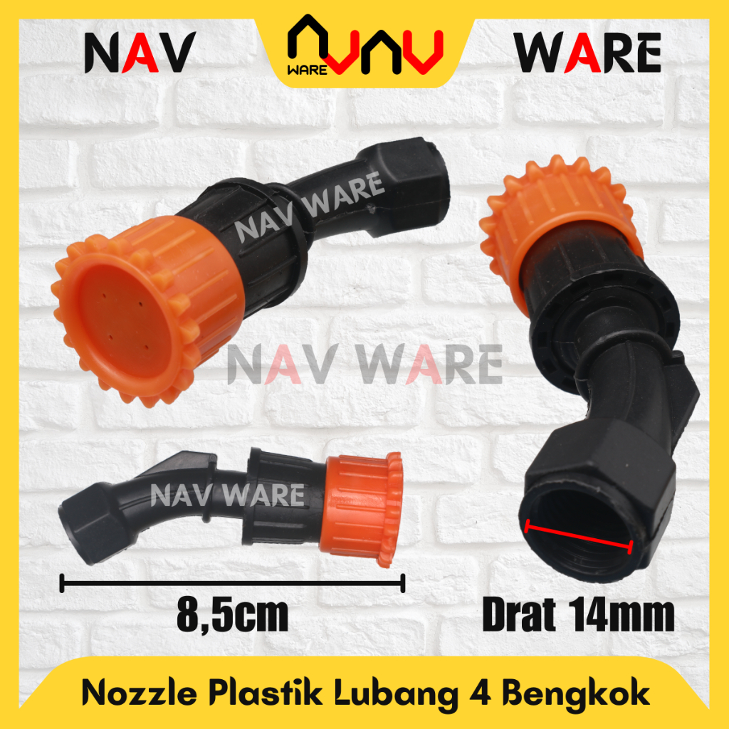 Jual Nozzle Plastik Bunga 4 Lubang Bengkok Drat Dalam M14 14mm / Mata ...