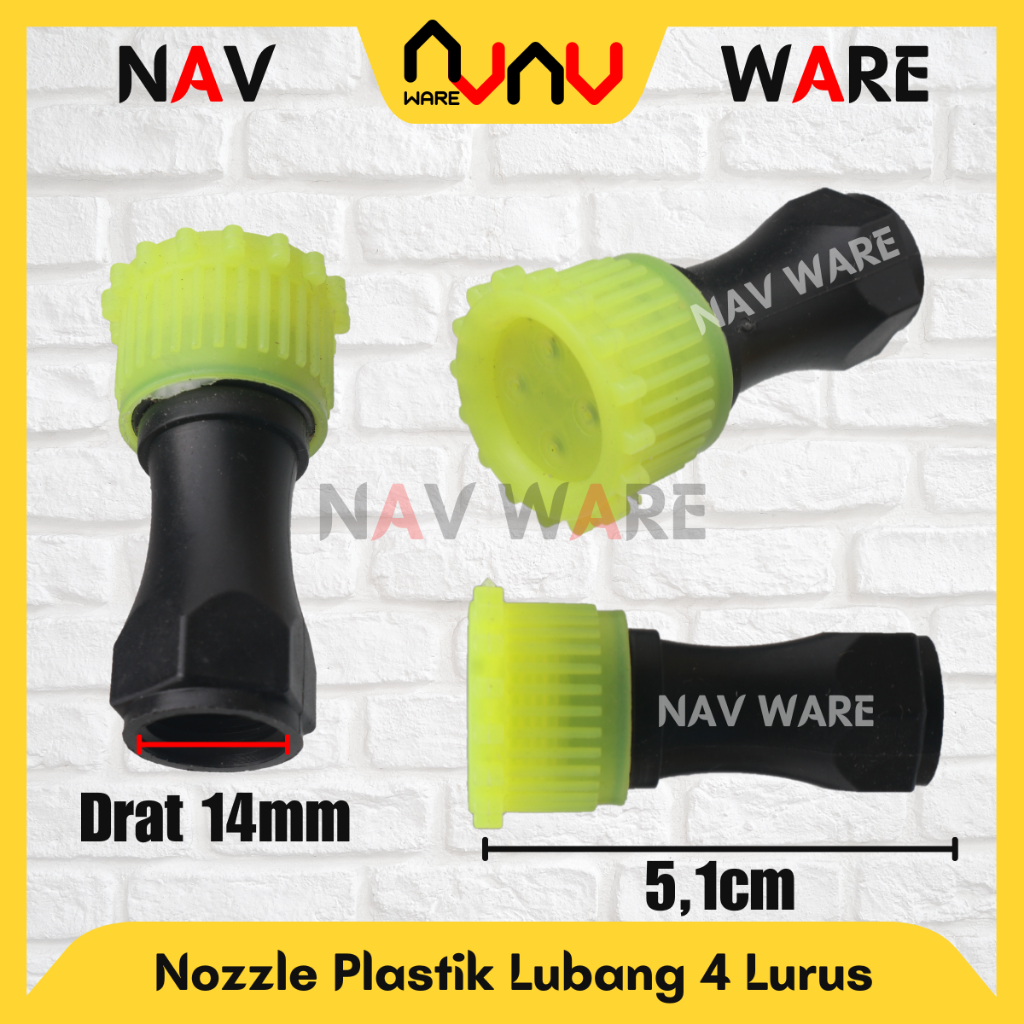 Jual Nozzle Plastik Bunga 4 Lubang Lurus Drat Dalam M14 14mm / Mata ...
