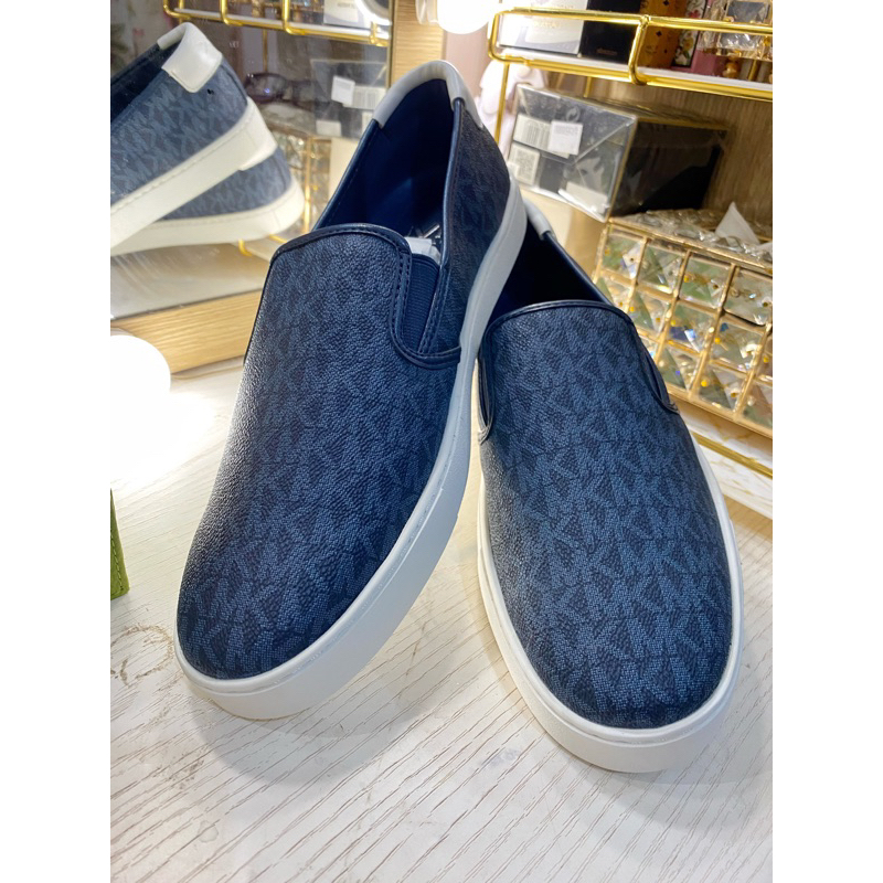 Jual Michael Kors Keaton Slip On Sneaker Men Signature Blue / MK Shoes ...
