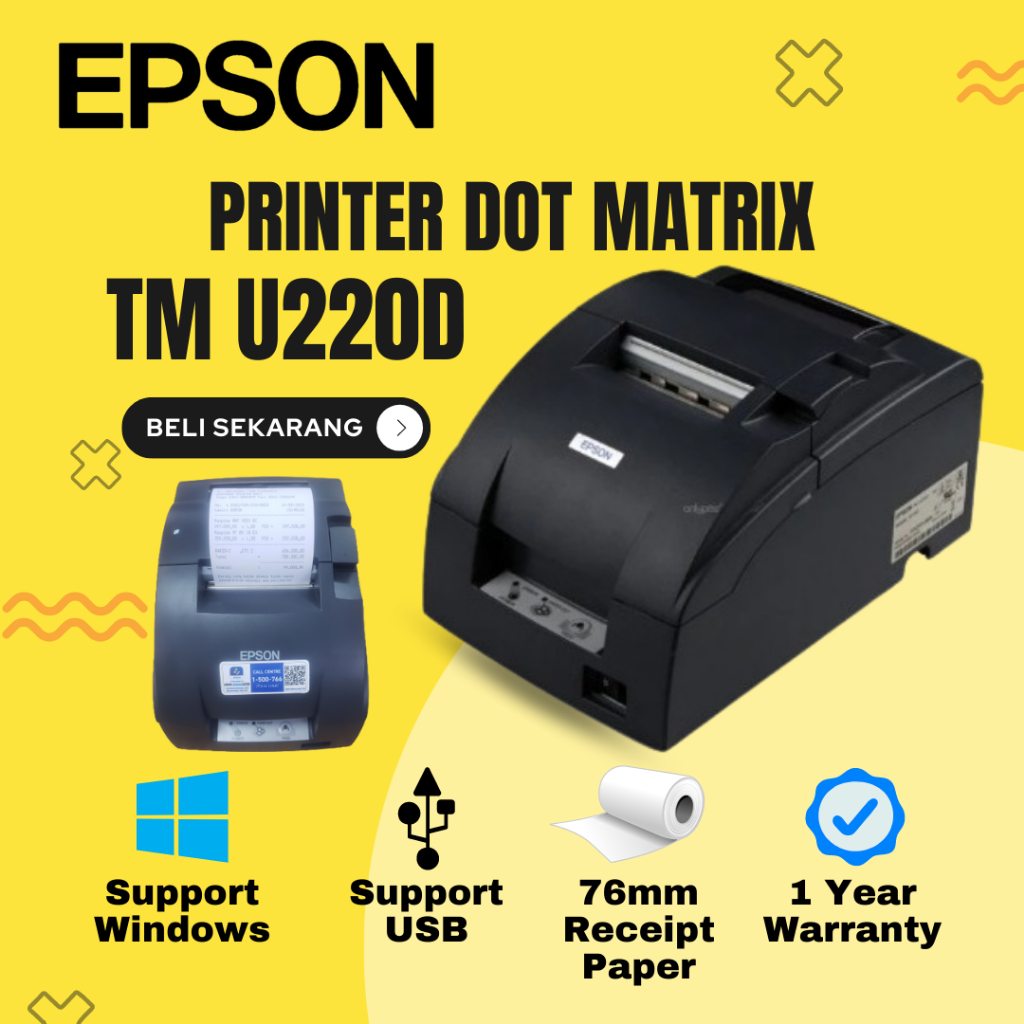 Jual PRINTER DOT MATRIX EPSON TM U220D AUTOCUTTER | Shopee Indonesia