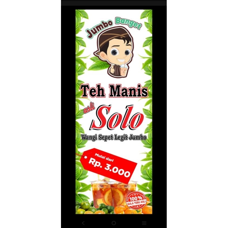 Jual SPANDUK BANNER ES TEH MANIS UKURAN 60CM X 160CM | Shopee Indonesia