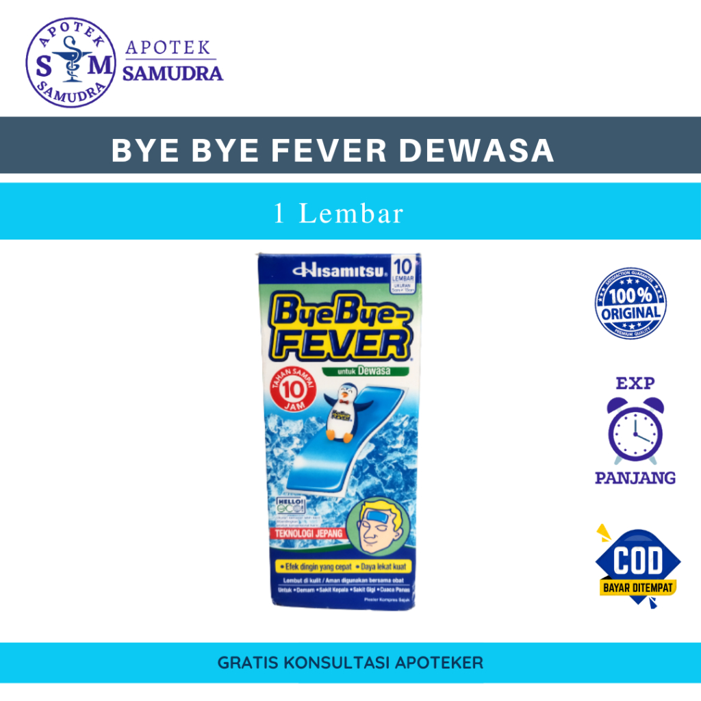 Jual BYE BYE FEVER DEWASA per lembar - plester penurun demam ...