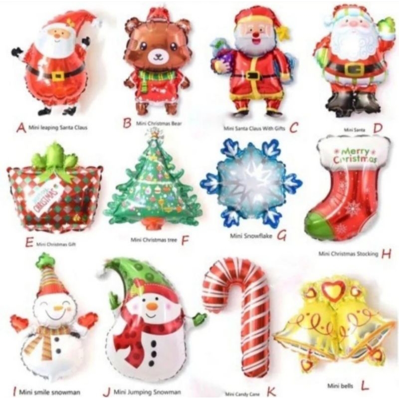 Jual Balon Foil Pohon Natal / Snowman / Candy Cane Mini Size | Shopee ...
