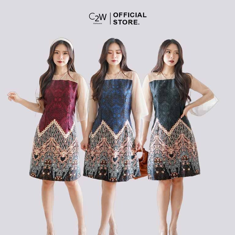 Jual C2W Clothtowear Dress Tile Batik Wanita All Size Satin Women's Clothes 643-TBP | Shopee ...