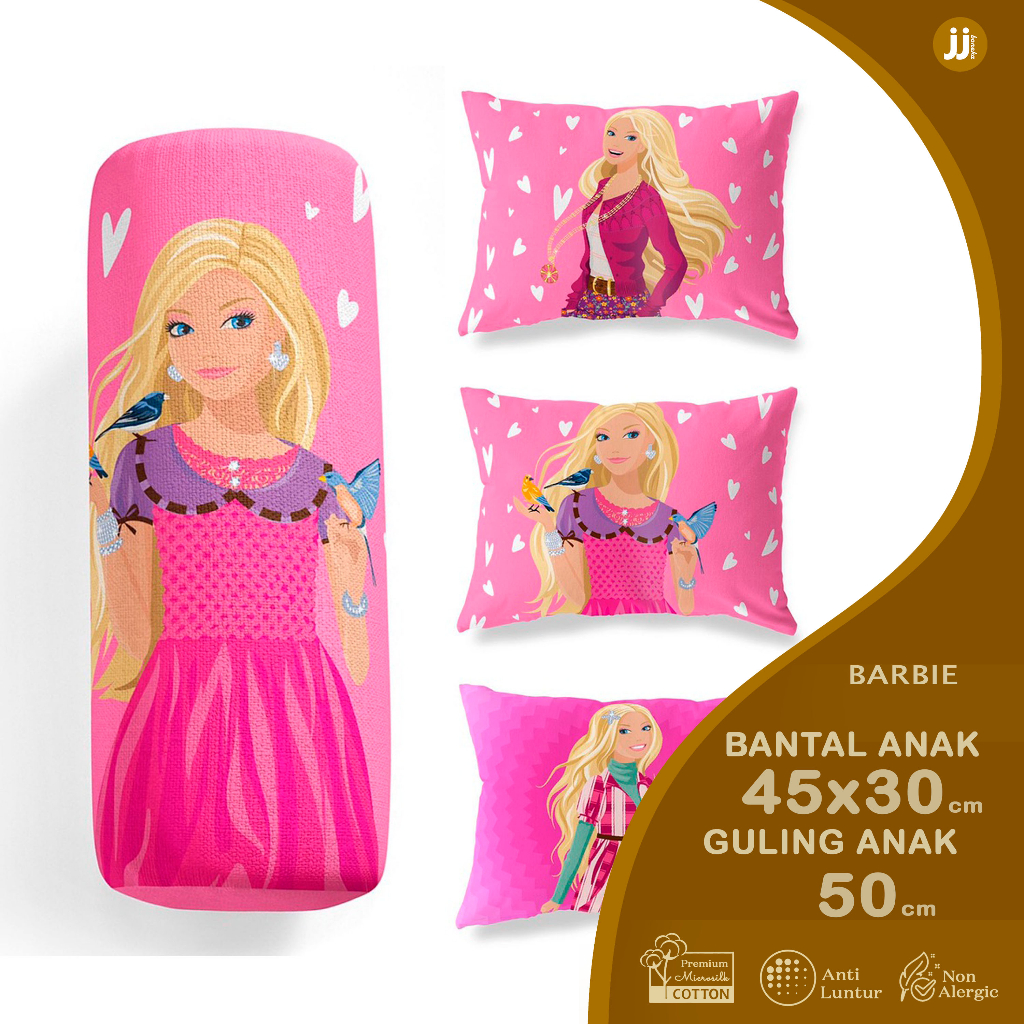 Jual BANTAL GULING PRINT MOTIF BARBIE SET PINK 45X30 CM | Shopee Indonesia