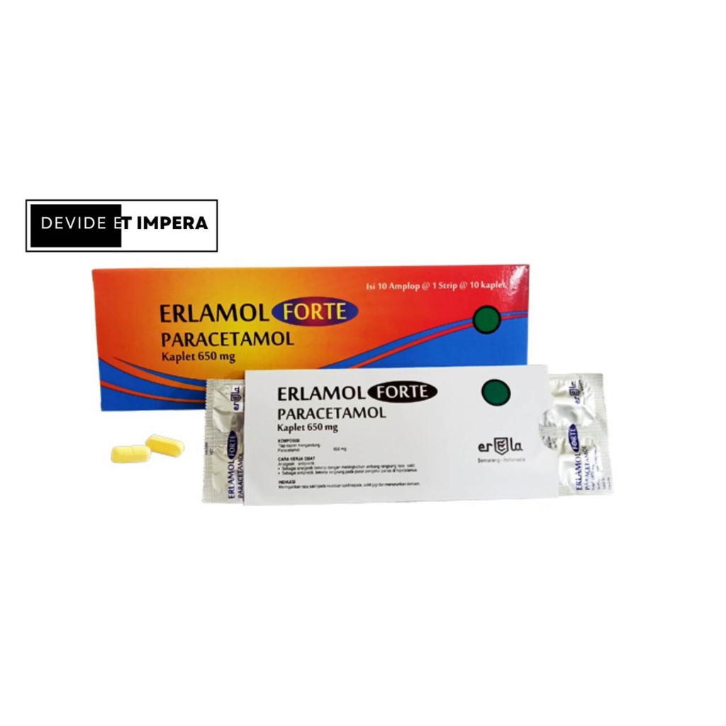 Jual Erlamol Forte Paracetamol 650mg [Strip/10 Kaplet] | Shopee Indonesia