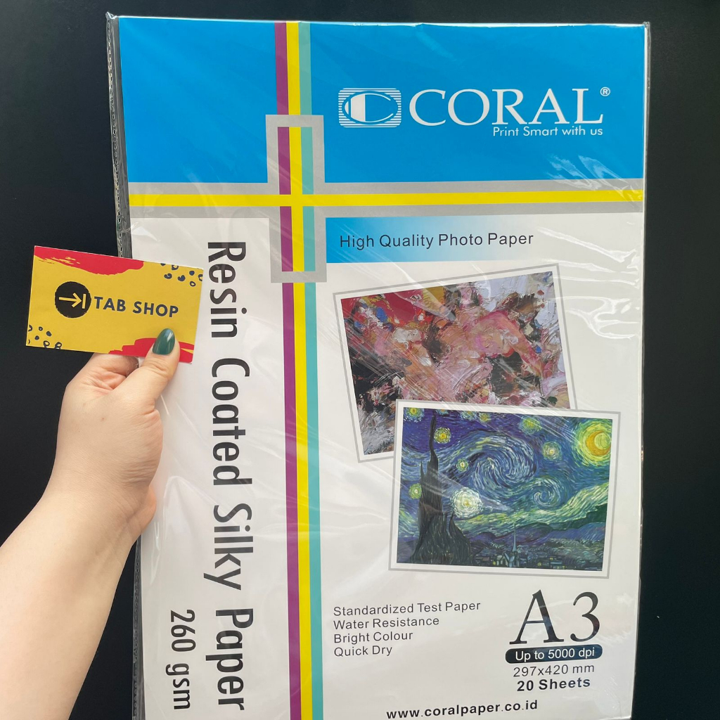 Jual TAB SHOP - CORAL RESIN COATED SILKY PHOTO PAPER A3 260 GSM 20 ...