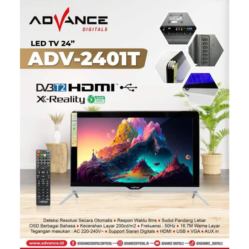 Jual TV LED Digital Advance 24 Inch ADV-2401T Digital DVB T2 | Shopee ...