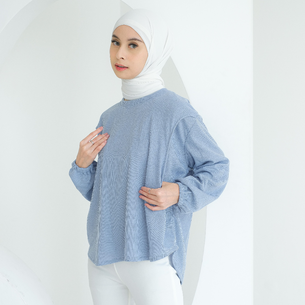 Jual Baju Blouse Atasan Menyusui Bukaan Samping Kanan Kiri Waffle Knit ...