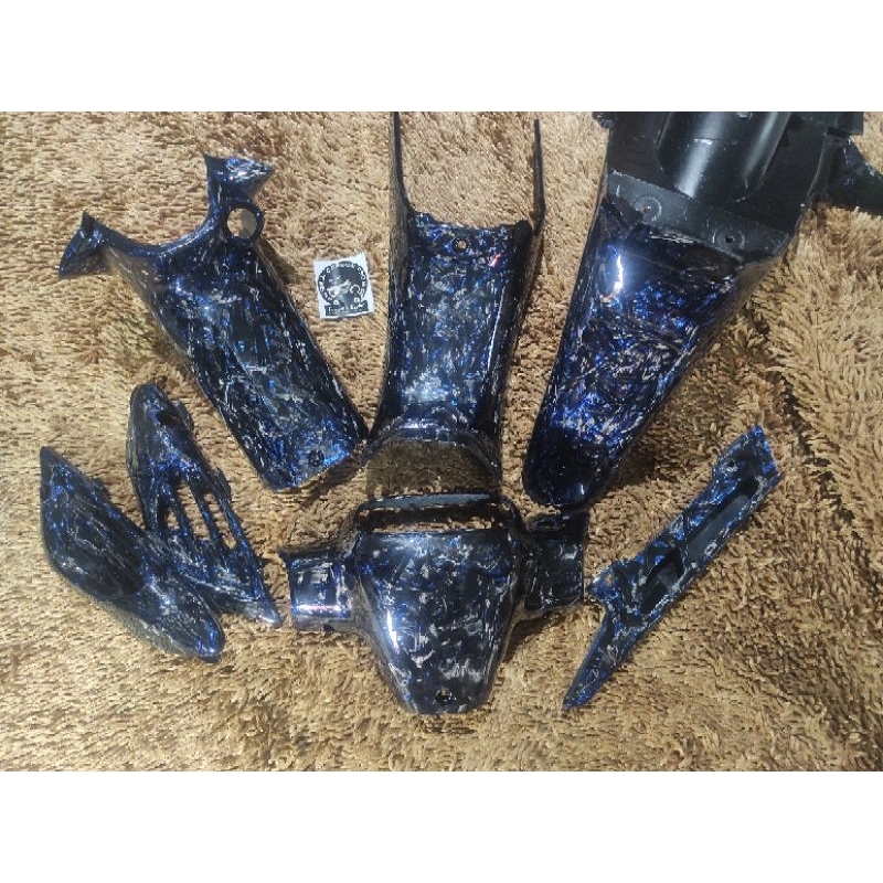 Jual Body kasar set satria hiu Carbon Forged Spyder biru | Shopee Indonesia