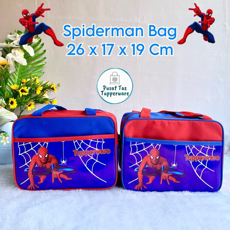 Jual Tas Bekal Spiderman Tupperware (Zipper Bunga Es) / Tas Spiderman ...