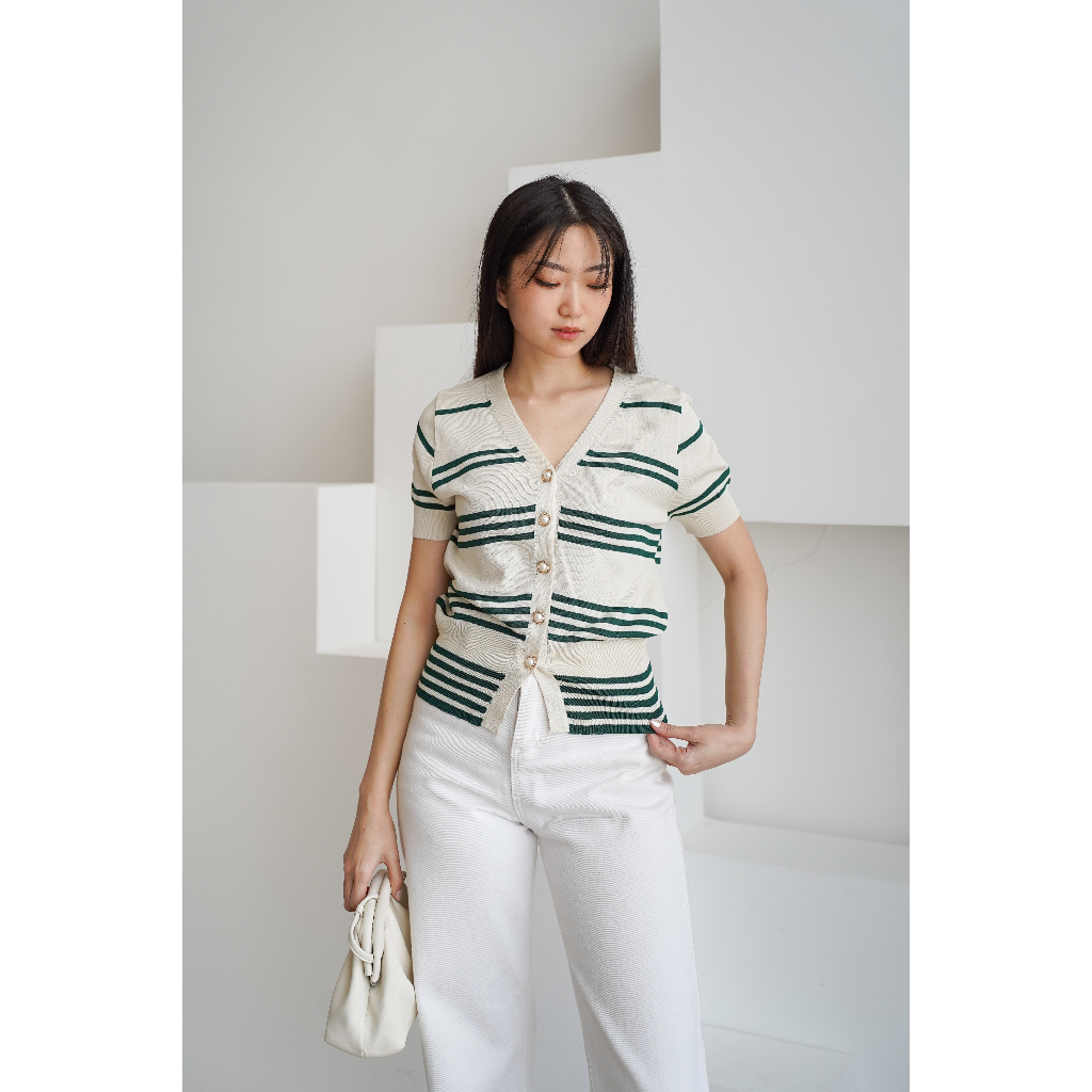 Jual JOIAS Ellena Blouse Salur | Atasan wanita rajut import wanita | korean style #A509 | Shopee ...