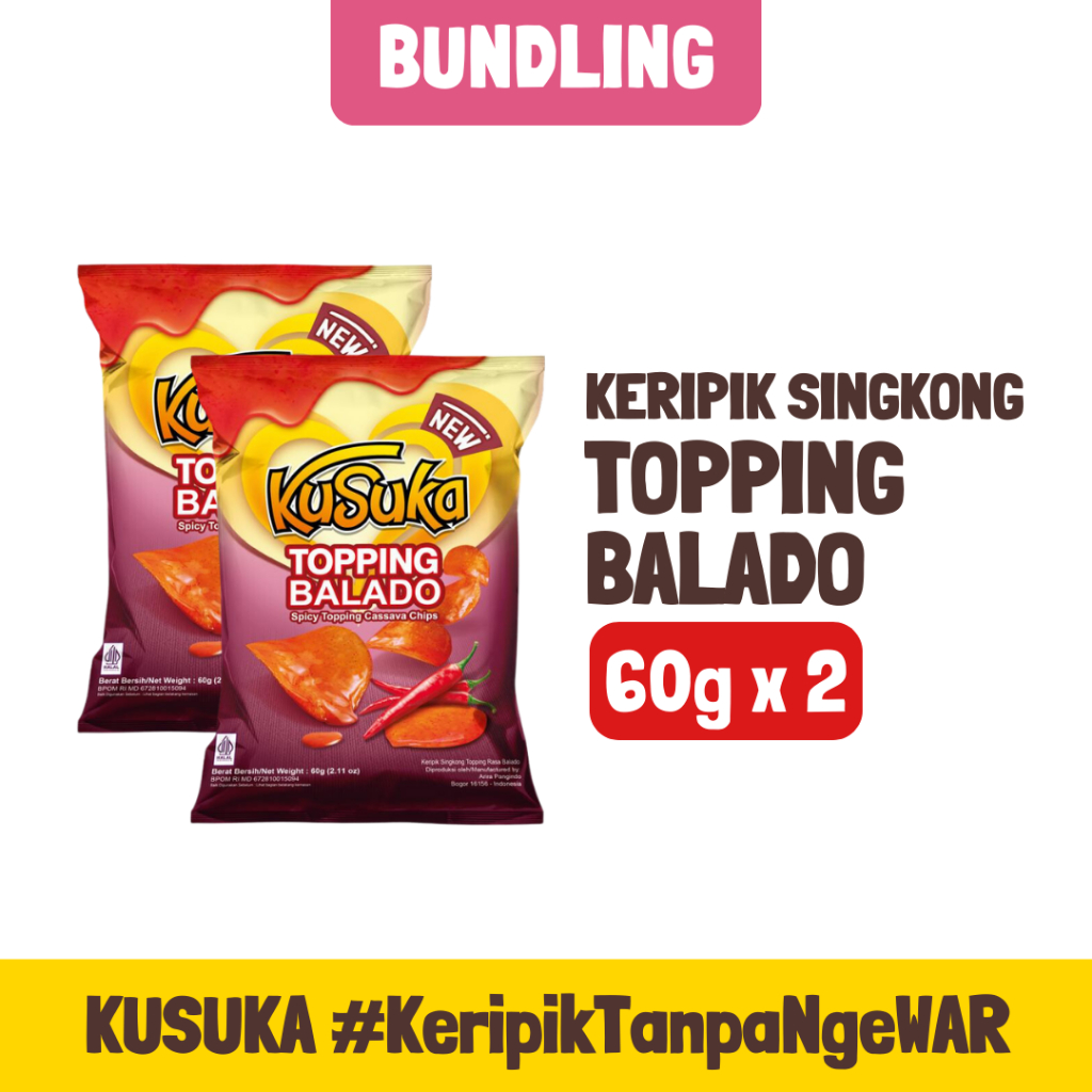 Jual KUSUKA Keripik Singkong Topping Balado 60g - 2 pcs | Shopee Indonesia