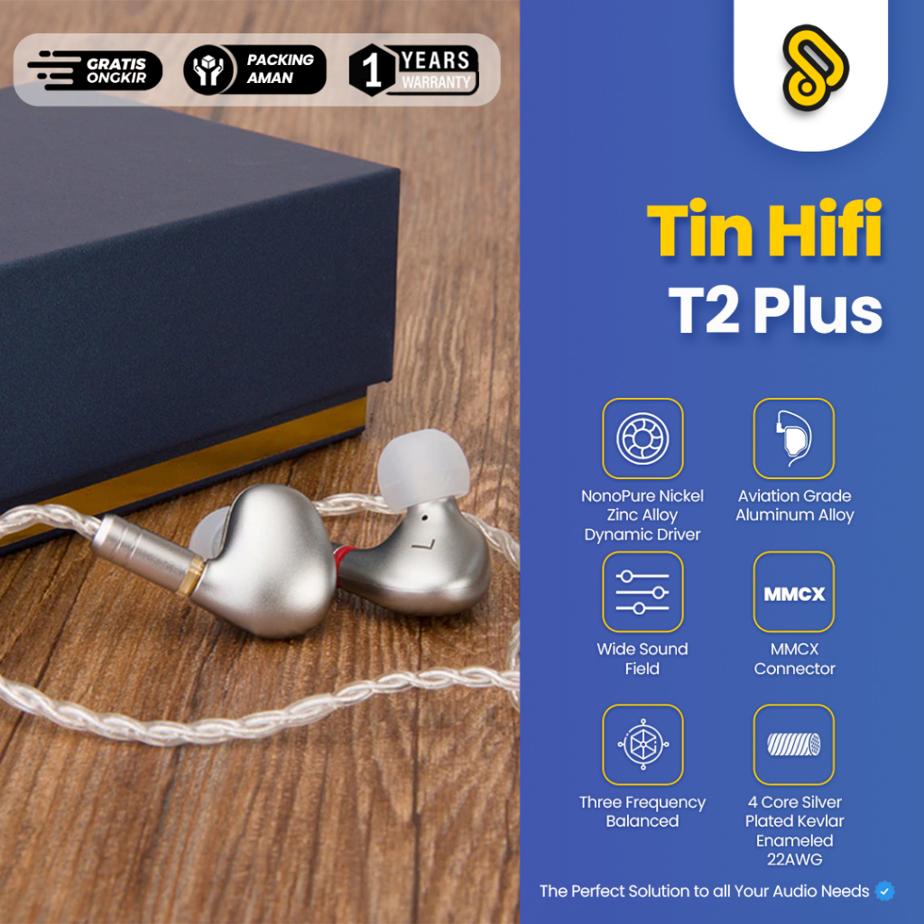 Jual TIN HIFI T2 Plus NanoPure Dynamic Drive In Ear Earphone with MMCX ...